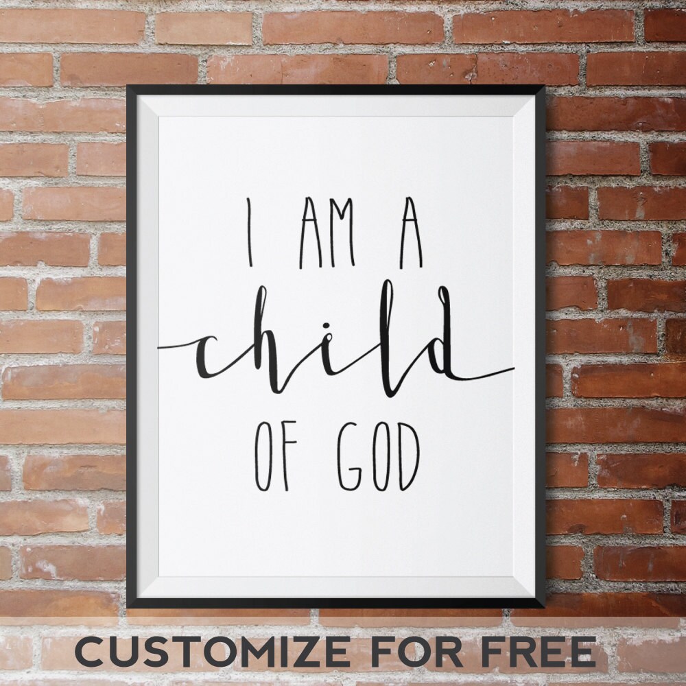 I Am A Child of God, Choose Your Colors FREE, Baby Girl Nursery ...