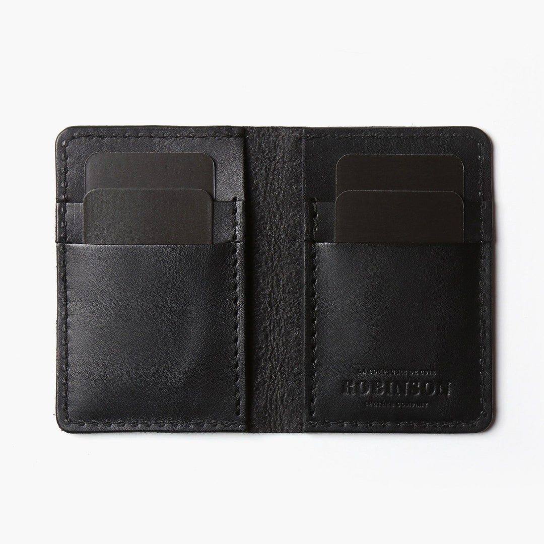 Vertical Leather Wallet - Brown - Etsy