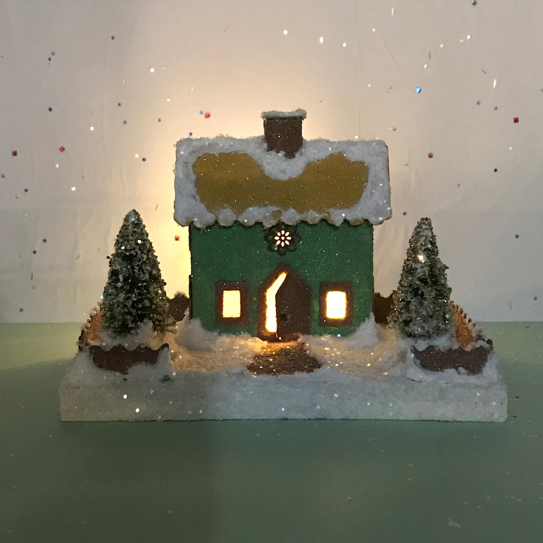 MINI Green and Gold Putz House / Glitter House / Christmas Village ...