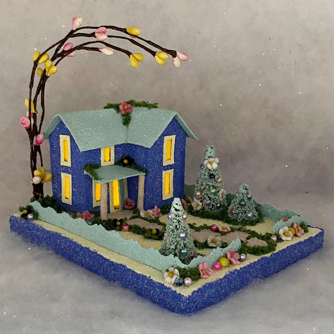 MINI Spring Putz House Putz Glitter House Handmade Putz | Etsy