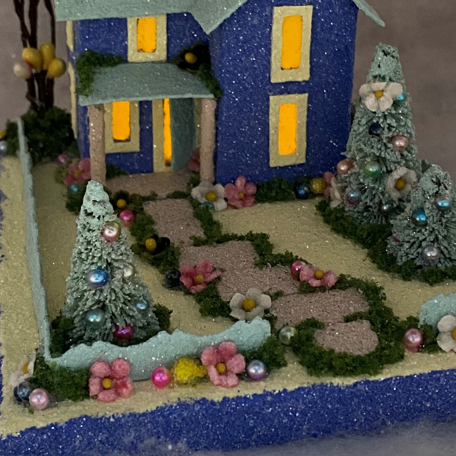 MINI Spring Putz House - Putz Glitter House - Handmade Putz - Spring ...