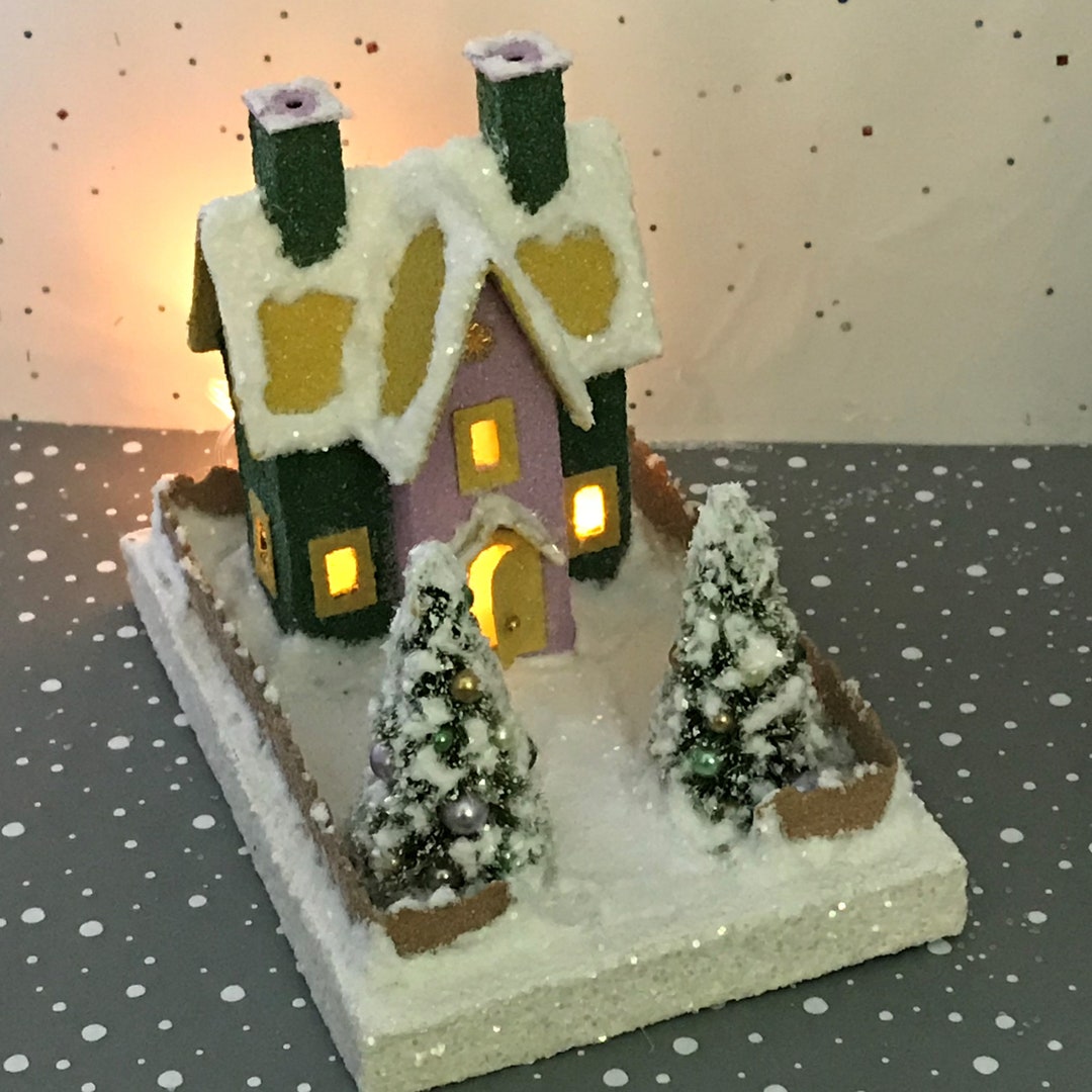 MINI Green, Gold and Lilac Putz House / Glitter House / Christmas ...