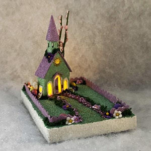 TINY MINI Easter Putz Church Spring Putz Church Putz Glitter House ...