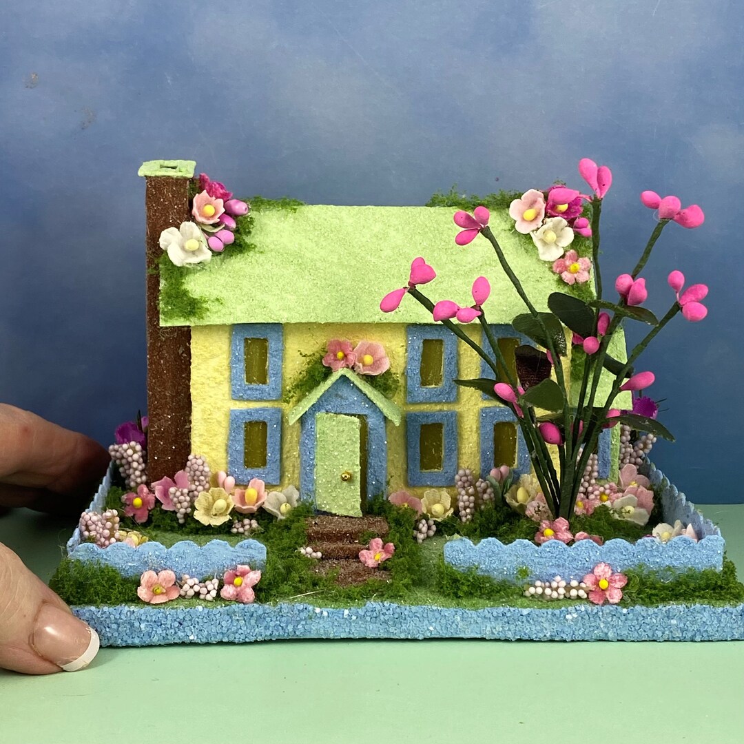 RESERVED. ORIGINAL Yellow and Green Spring Putz House Spring Putz House ...