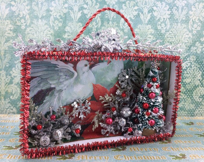 Two Turtle Doves Christmas Card Shadowbox Diorama - Etsy