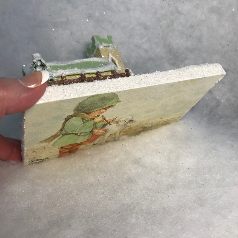 MINI Ivory and Pale Green Putz Church/ Glitter Church/ Christmas ...