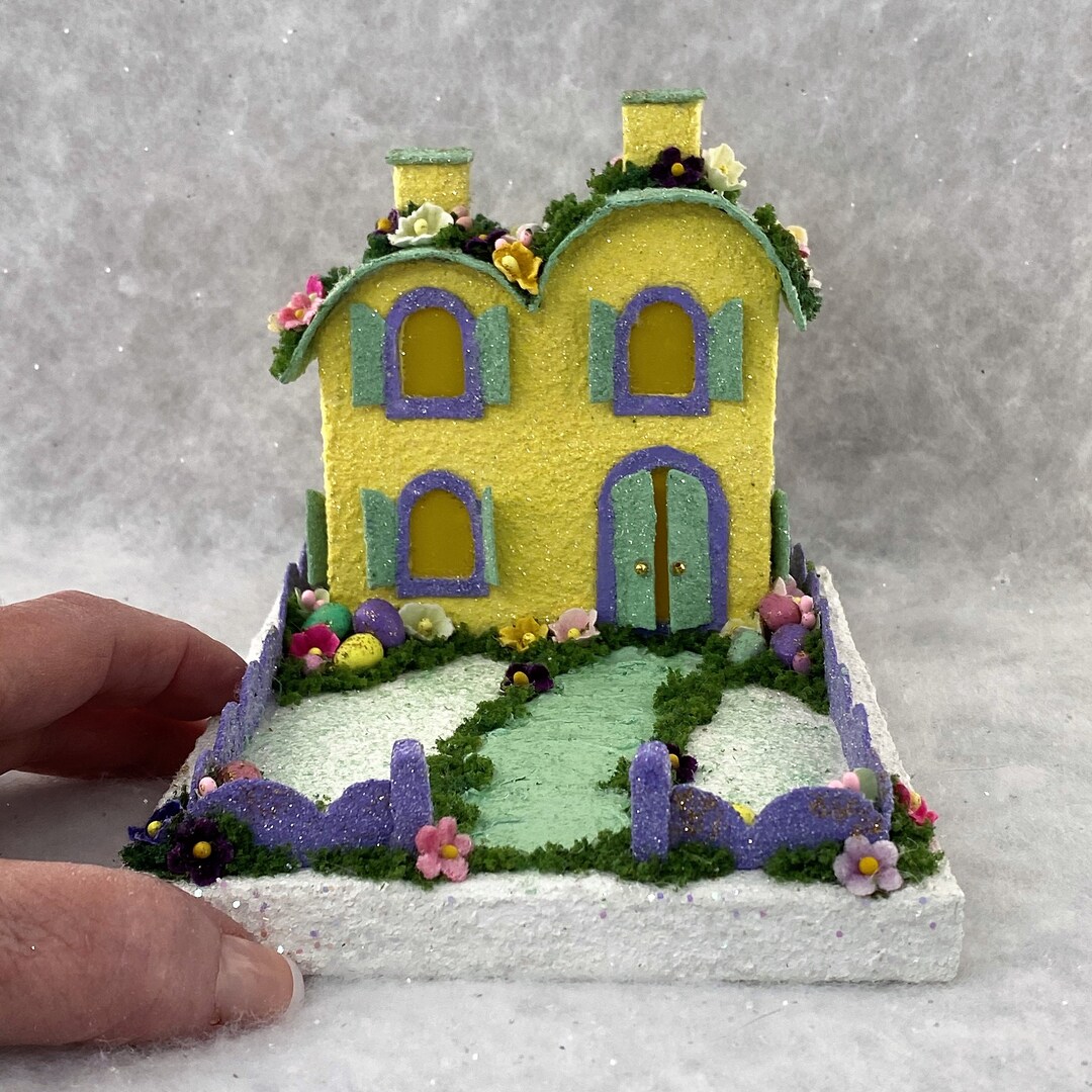 ORIGINAL Easter Putz House Putz Glitter House Handmade Putz Handcrafted ...