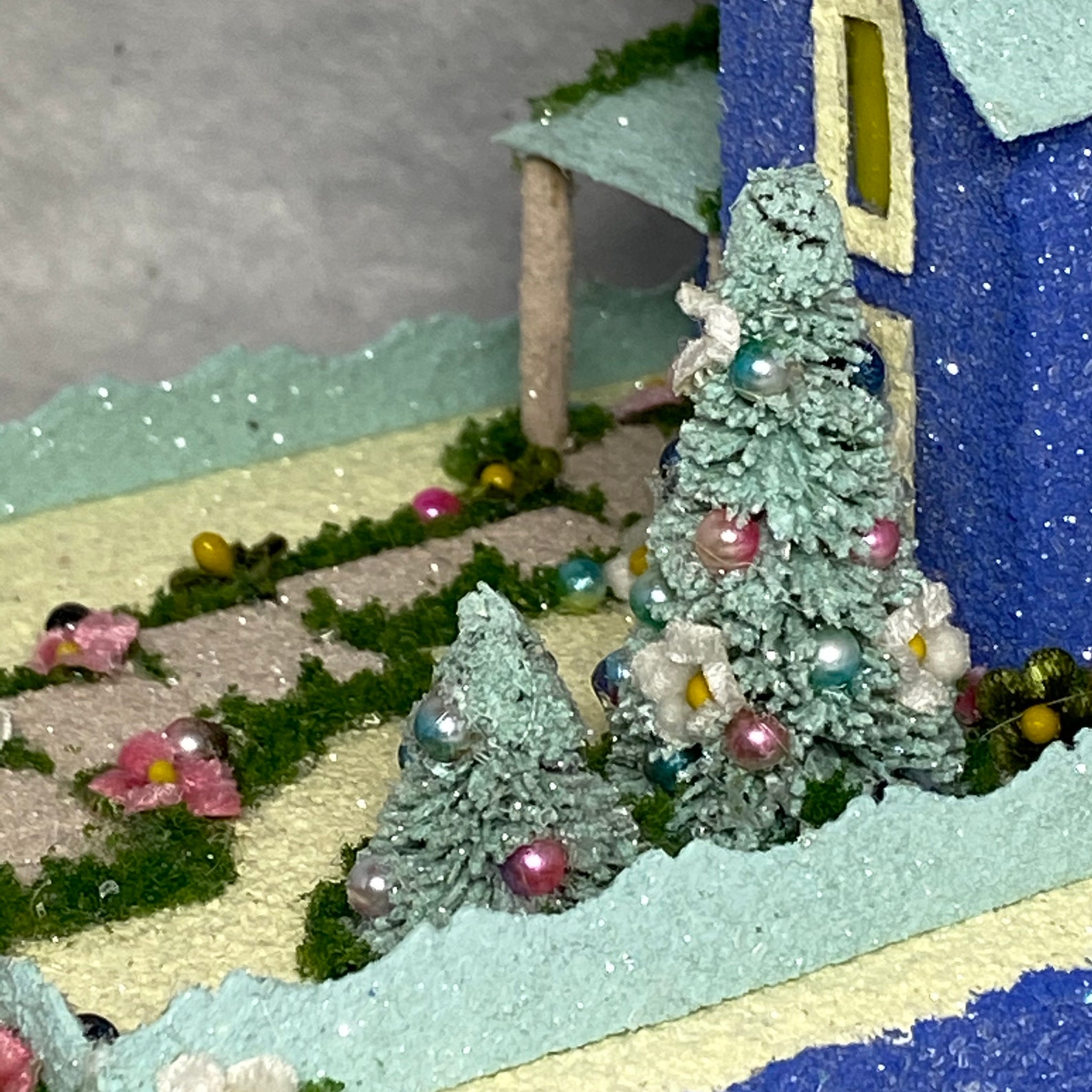 MINI Spring Putz House - Putz Glitter House - Handmade Putz - Spring ...