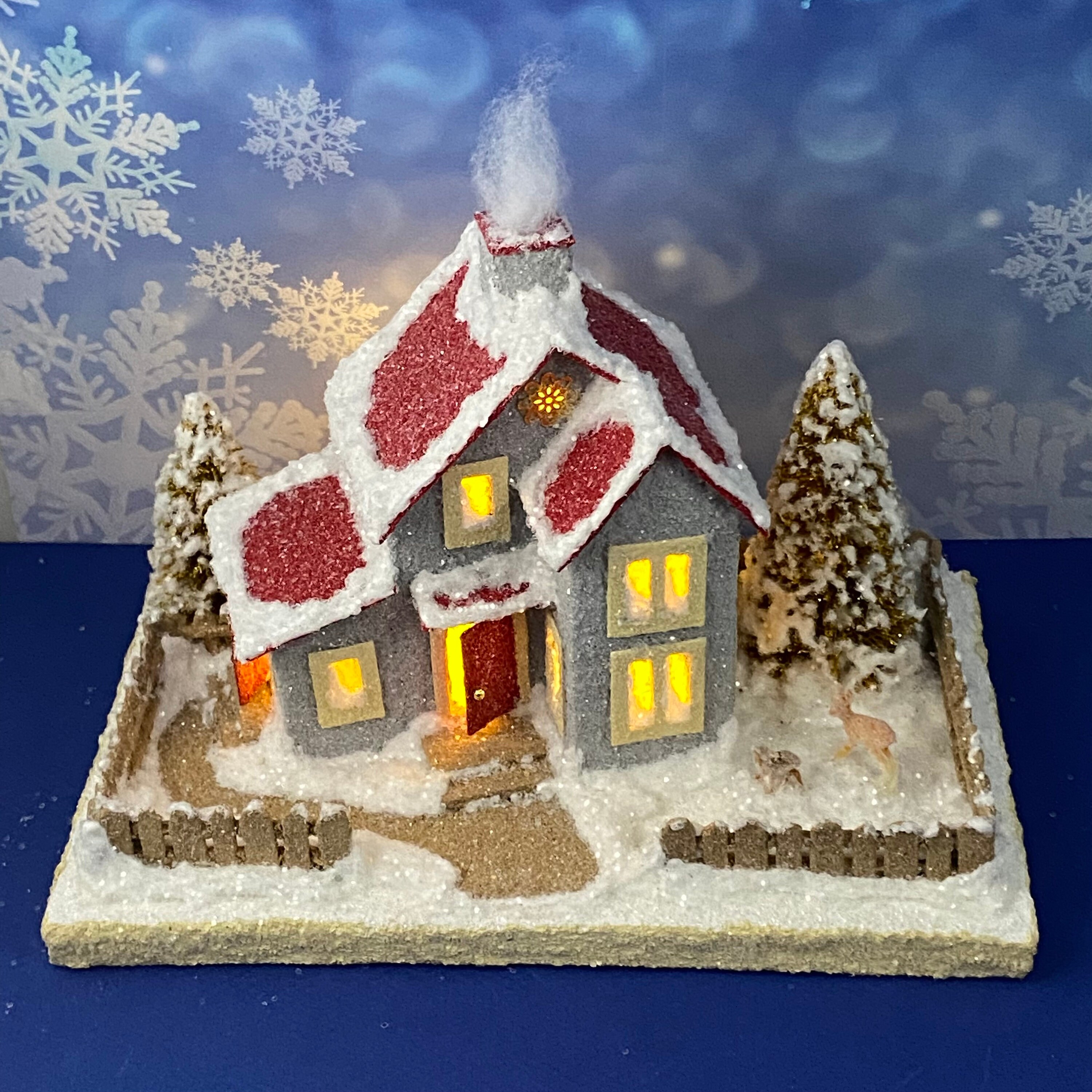 ORIGINAL Gray and Red Putz House Little Glitter House - Etsy