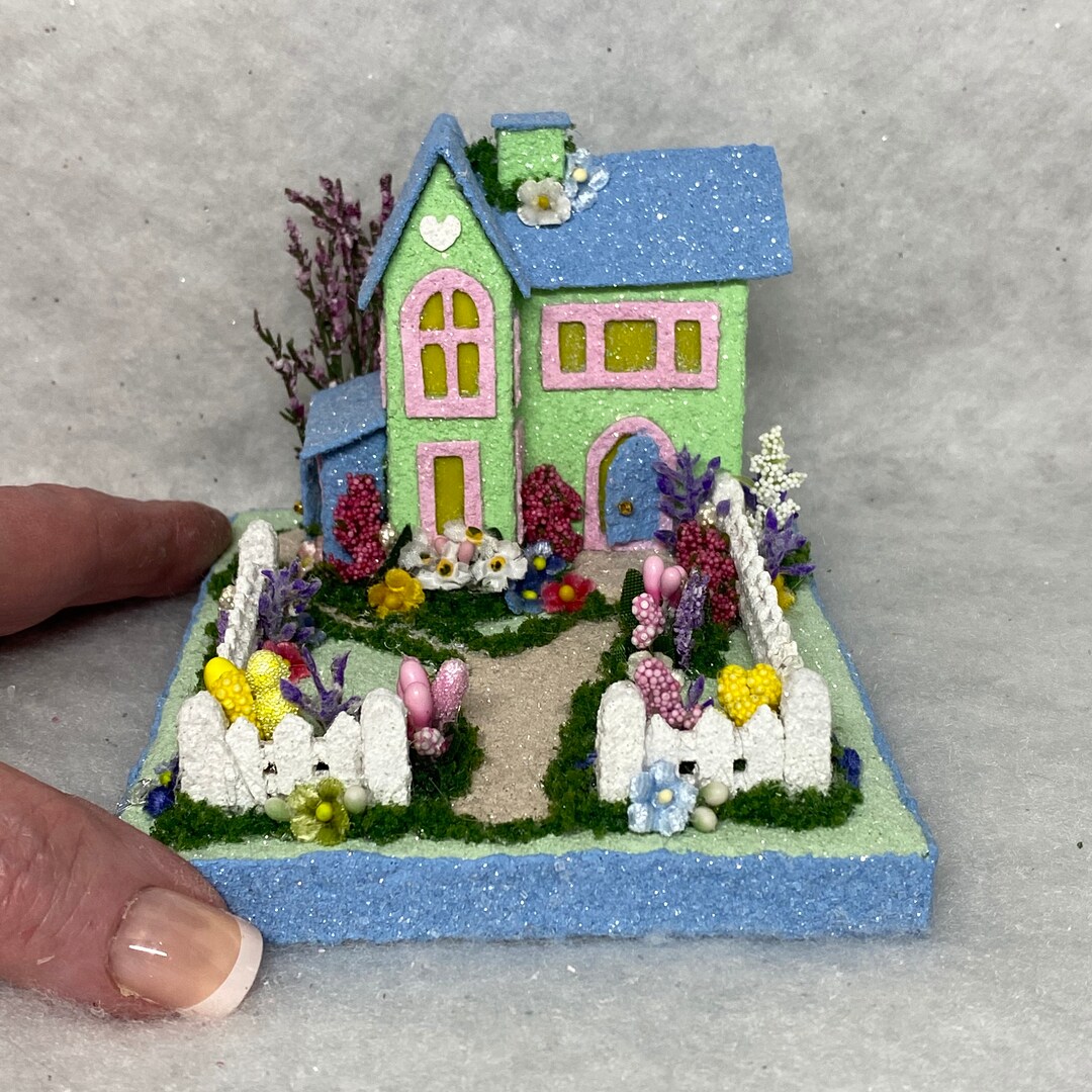 MINI Spring Putz House Putz Glitter House Handmade Putz Spring Glitter ...