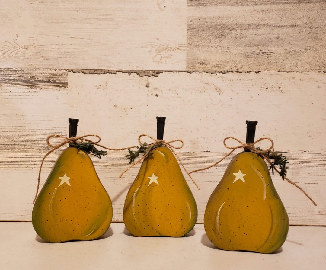 Primitive Pears, Set of 3, Primitive Pear Decor, Tiered Tray Decor ...