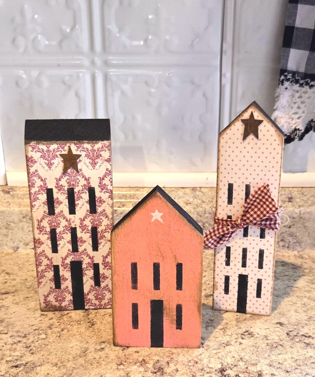 Primitive Saltbox House Set: Distressed Solid Wood Home Decor - Etsy