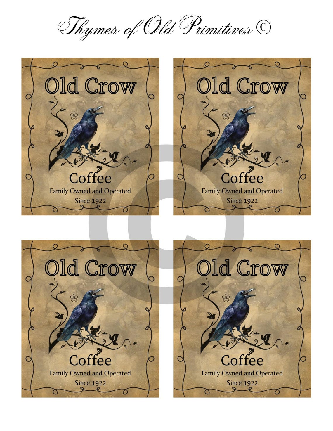 Old Crow Coffee Instant Digital Download, Primitive Crow, Printable ...