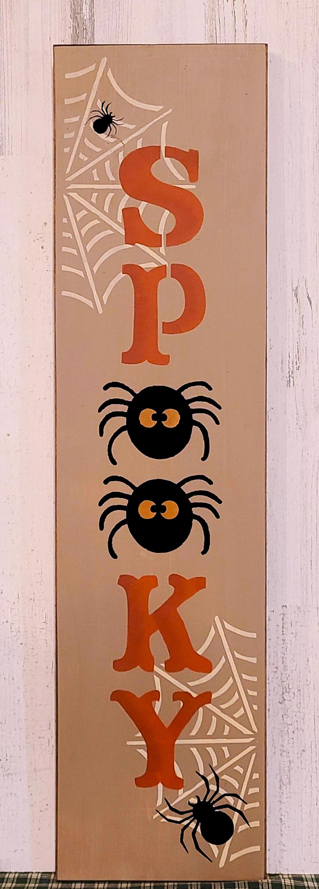 Spooky Halloween Sign, Spider Sign, Fall Home Decor, Primitive ...