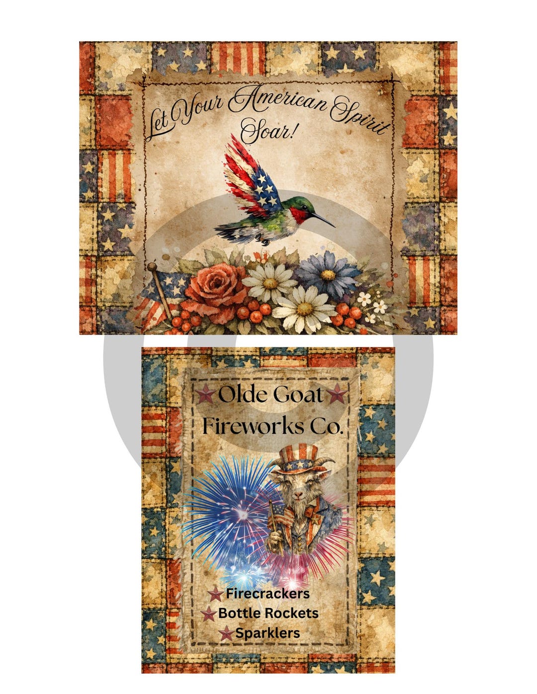 Americana Tag/labels, Instant Digital Download, American Flag Quilt ...