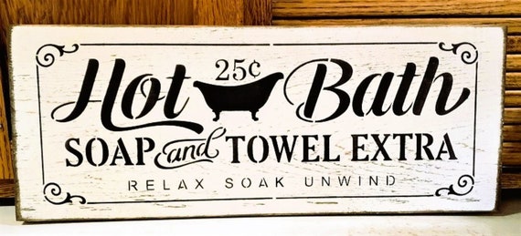 Hot Bath Sign Bath Sign Bathroom Decor Bath Decor - Etsy
