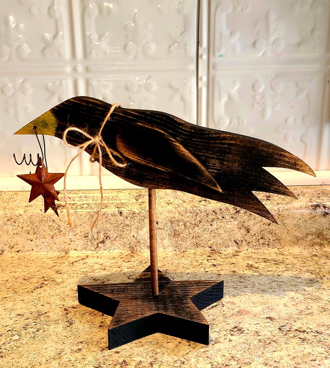 Primitive Crow, Rustic Crow, Primitive Decor, Raven, Rustic Decor - Etsy