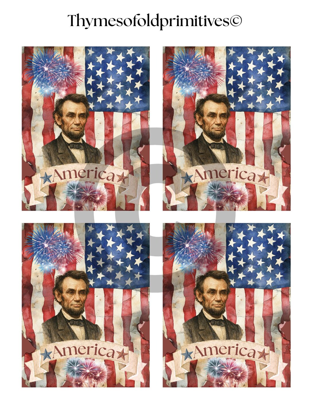 Americana Abraham Lincoln Digital Hang Tags/labels, Instant Download ...