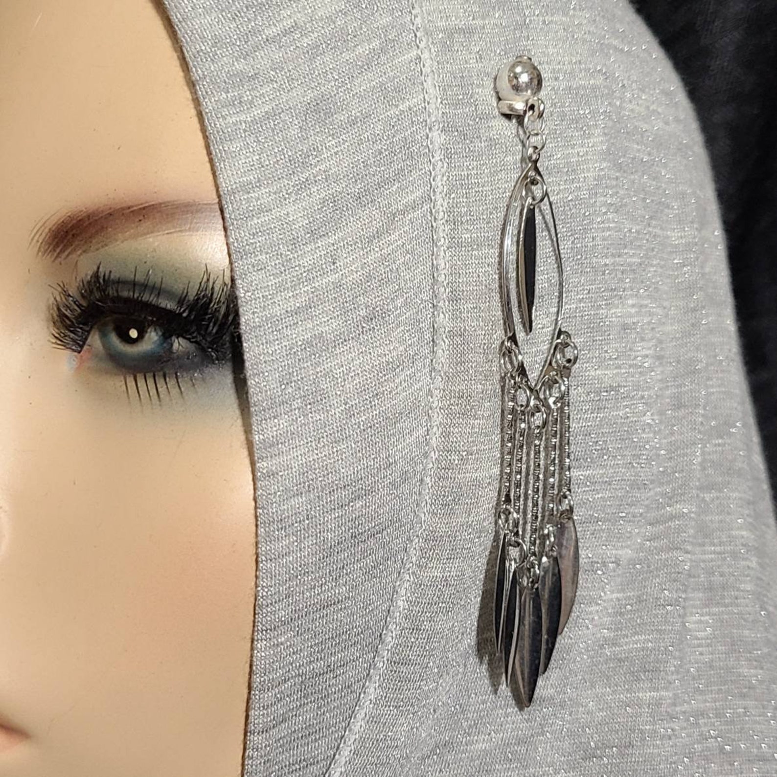 Hijab Pin Dangle Shiny Silver Tone Diamond Cut Sparkling - Etsy
