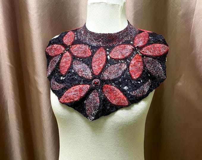 Detachable Felt Collar Cobweb Removable Collar Leaf Cape Statement Red ...