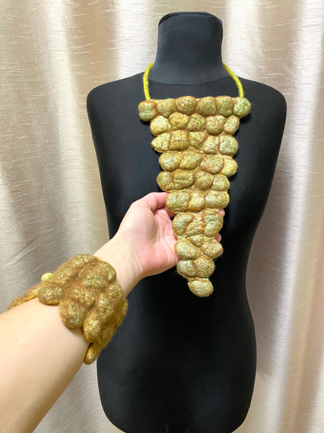 Felt Sand Olive Necklace Bracelet Bold Chunky Necklace Aestethic ...