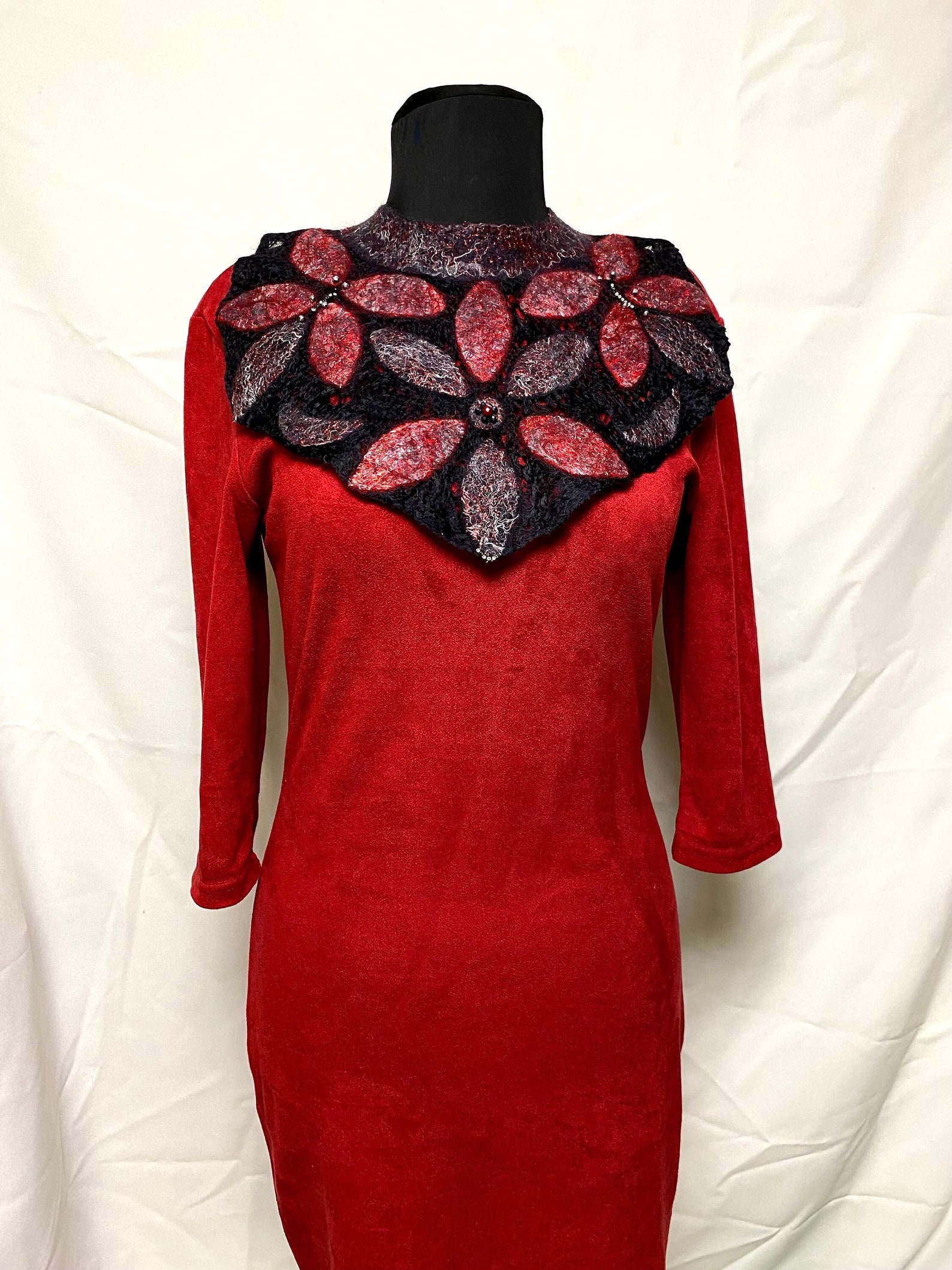 Detachable Felt Collar Cobweb Removable Collar Leaf Cape Statement Red ...