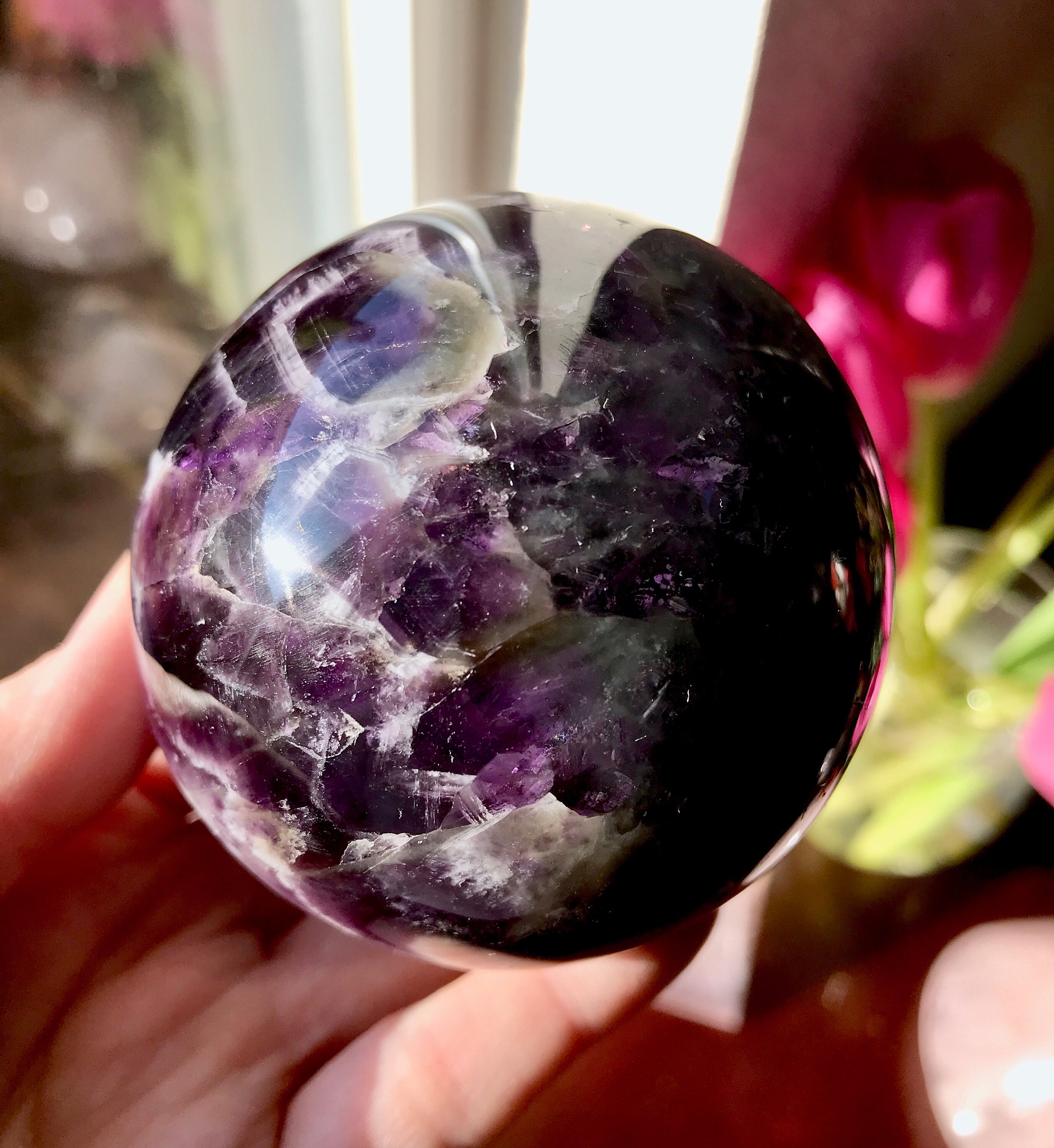 Chevron Amethyst Polished Gemstone Sphere Orb Jewelry & Beauty ...