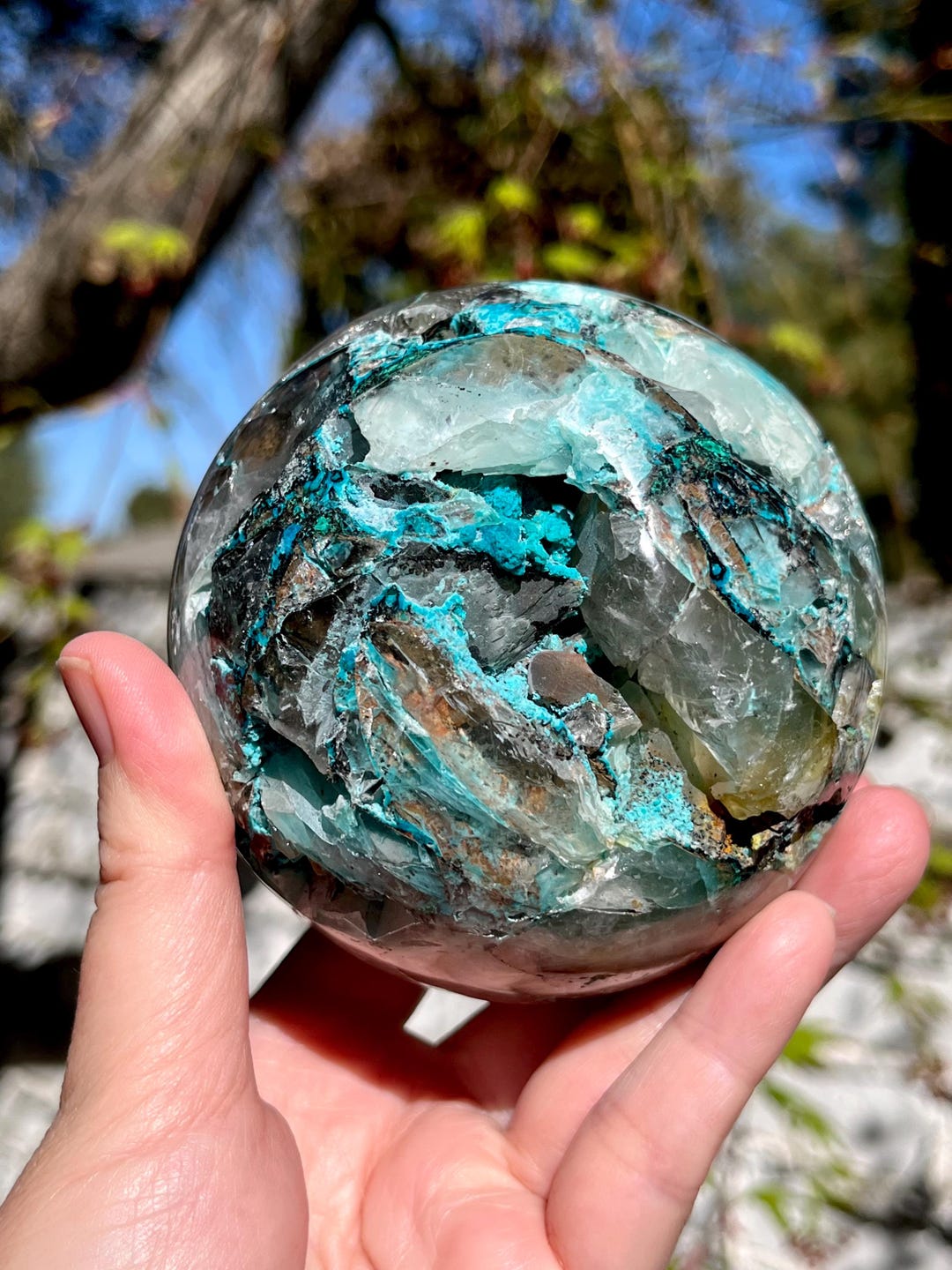 Shattuckite Sphere From Peru | RARE | Chrysocolla, Malachite, & Azurite ...