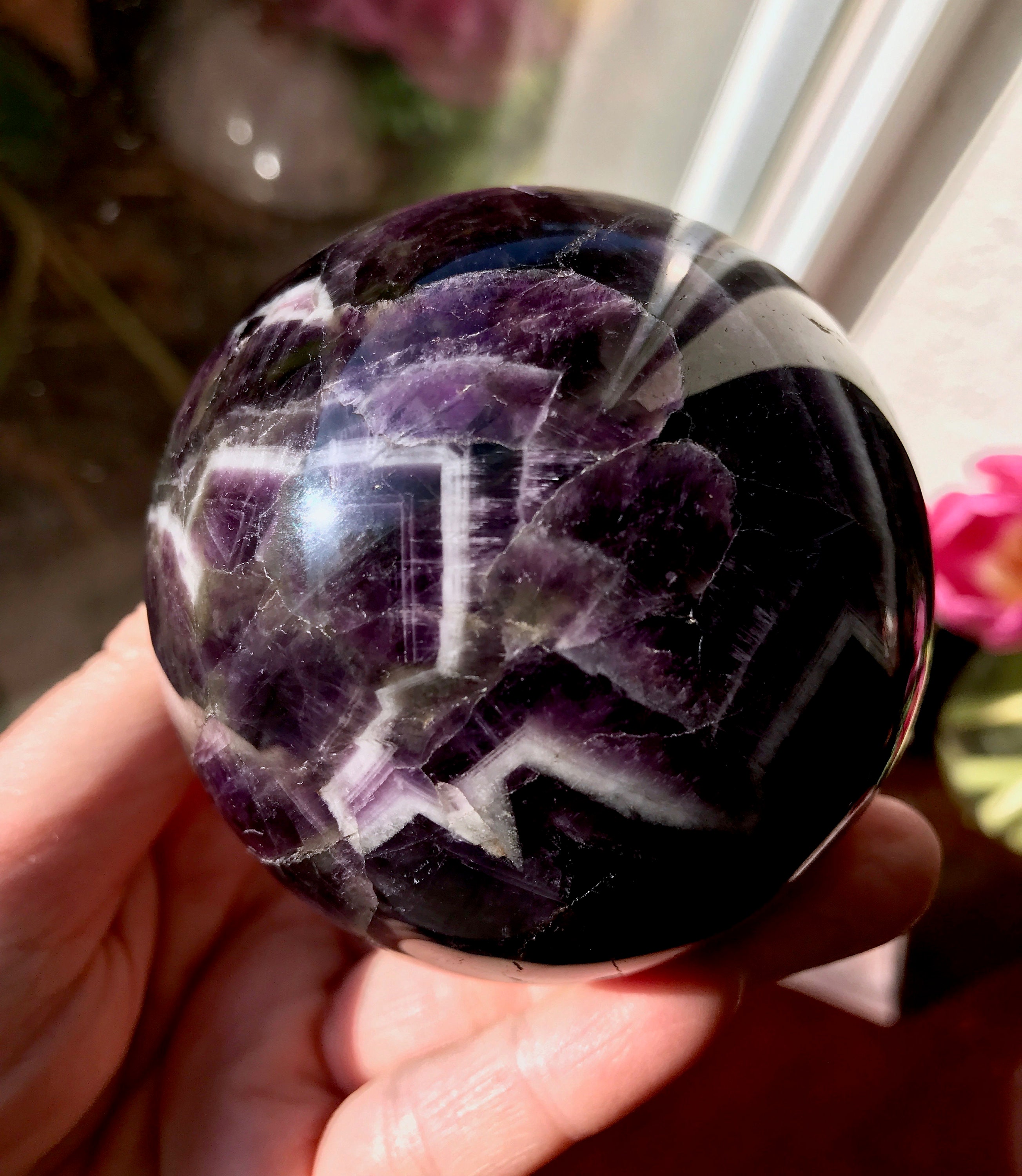 Chevron Amethyst Polished Gemstone Sphere Orb Jewelry & Beauty ...