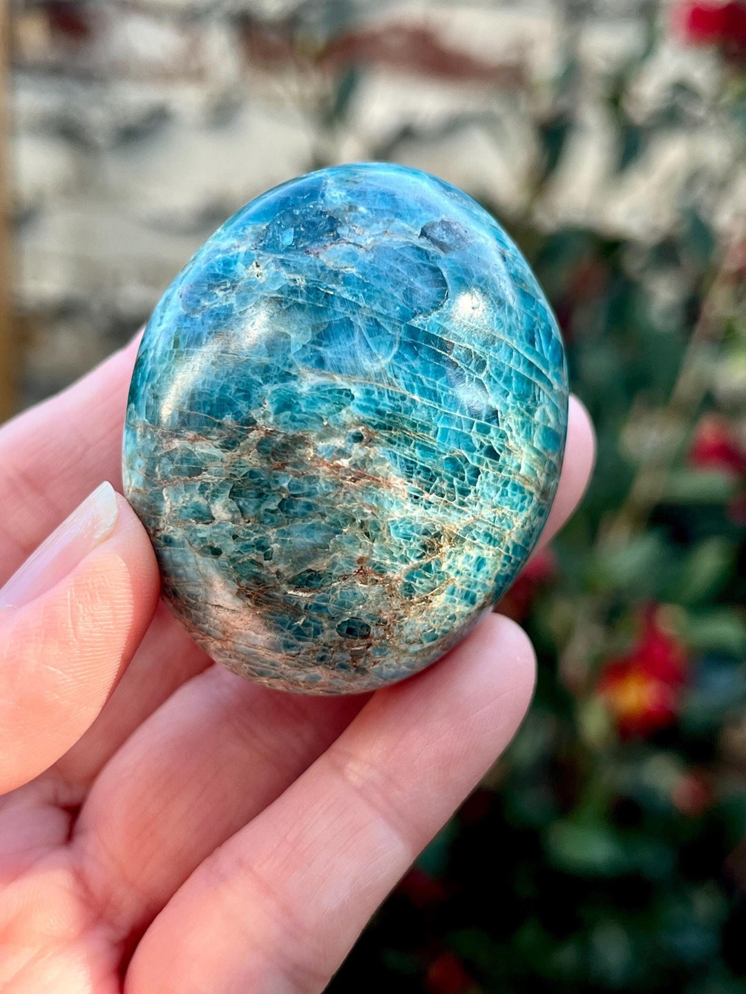 Madagascar Teal Blue Apatite Palm Stone: Untreated Crystal - Etsy