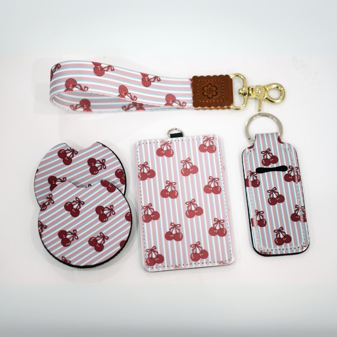 Cute Accessory Gift Bundle for Women | Wristlet Keychain, Car Coasters ...