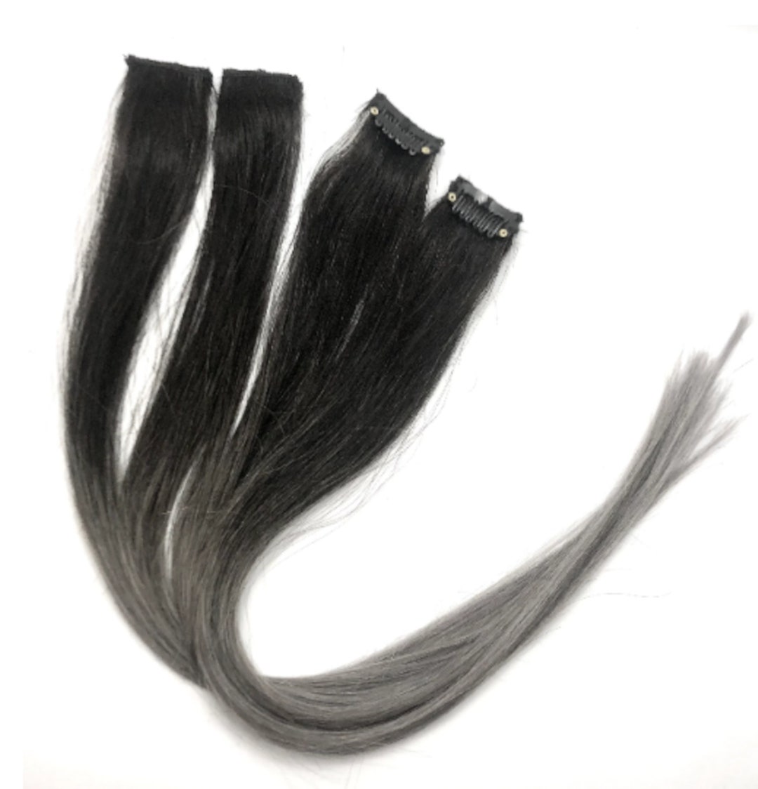 Ombré Grey Human Hair Extension Clip-in Highlights Limited Availability ...