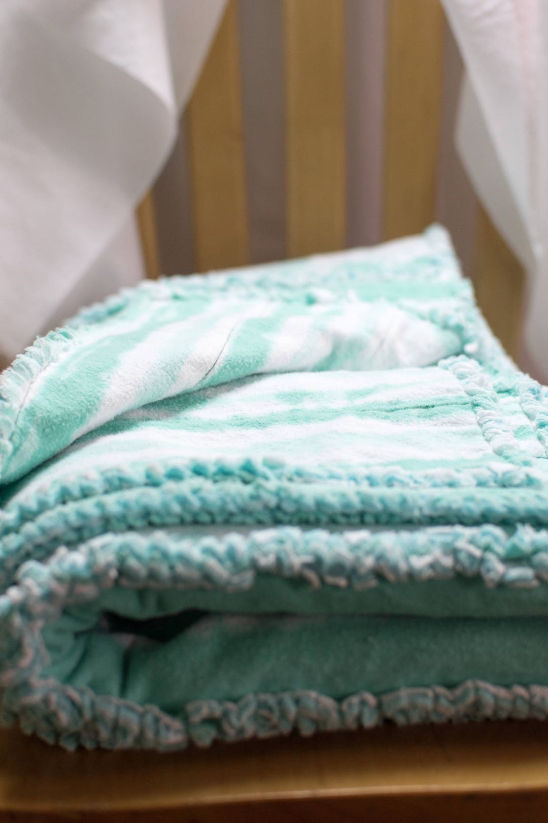 Green Striped Rag Quilt - Etsy