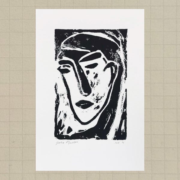 Linocut Portrait - Etsy
