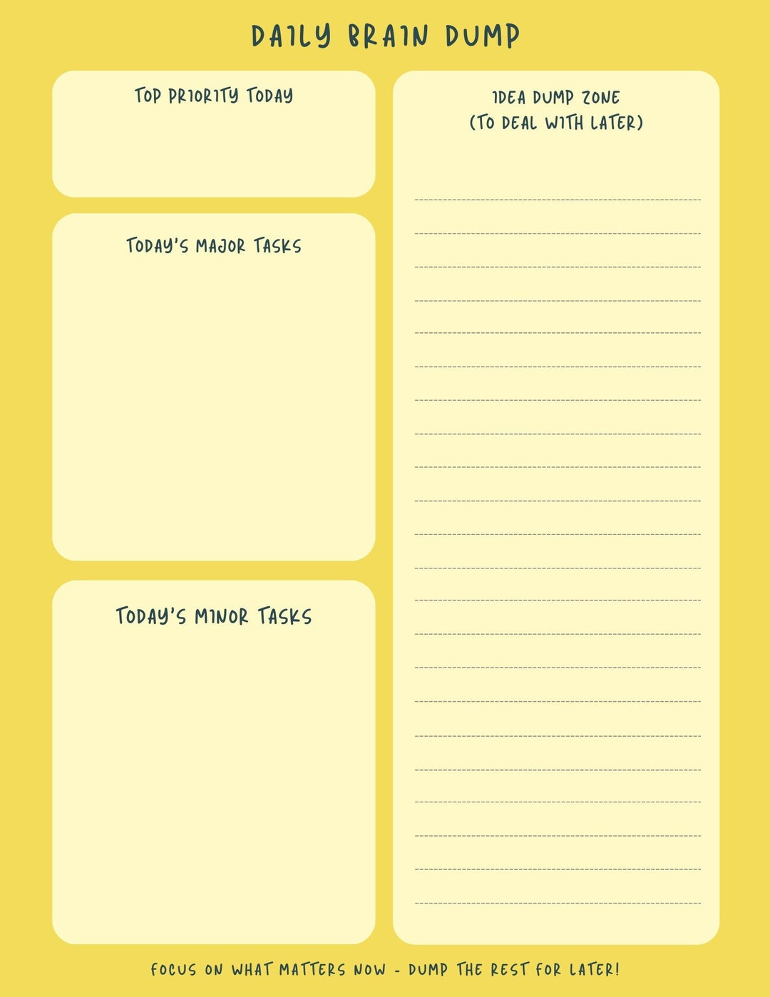 Digital Brain Dump Notepad Template, Digital Planner, Colorful Brain Dump PDF - Etsy