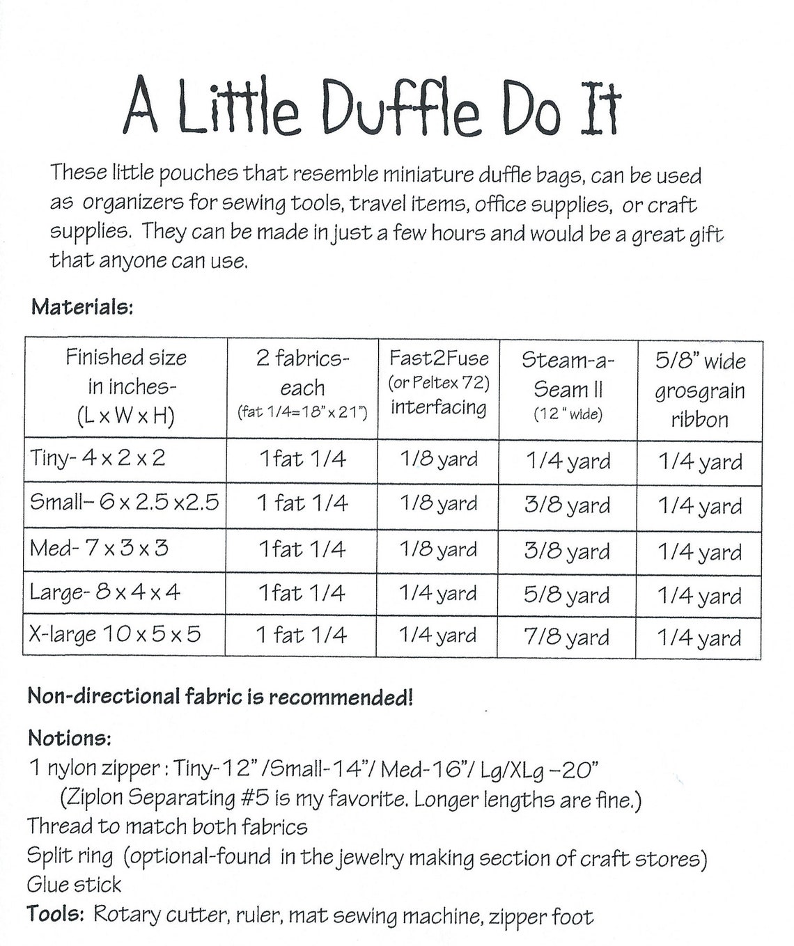 A Little Duffle Do It Pattern PDF - Etsy
