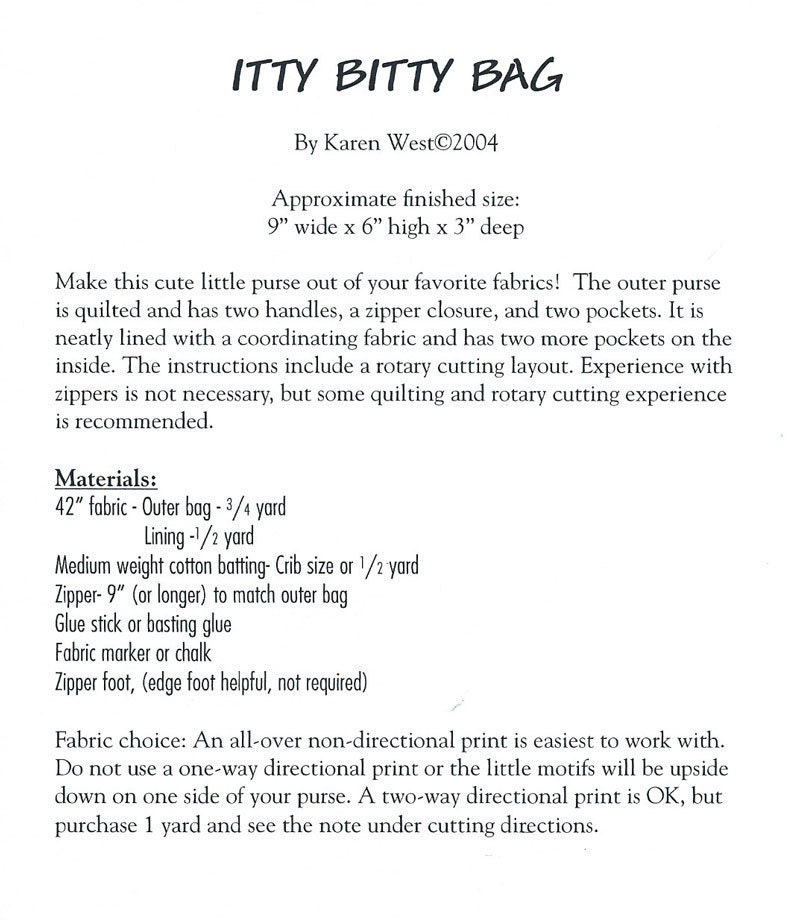 Itty Bitty Bag Pattern PDF - Etsy