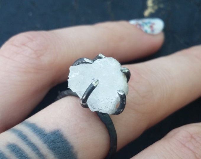 Raw Quartz Ring Uncut Rough Quartz Stone Big Quartz Crystal - Etsy