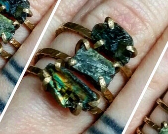 Raw Stone Ring Raw Quartz Rings Set of 3 Raw Quartz Crystal | Etsy