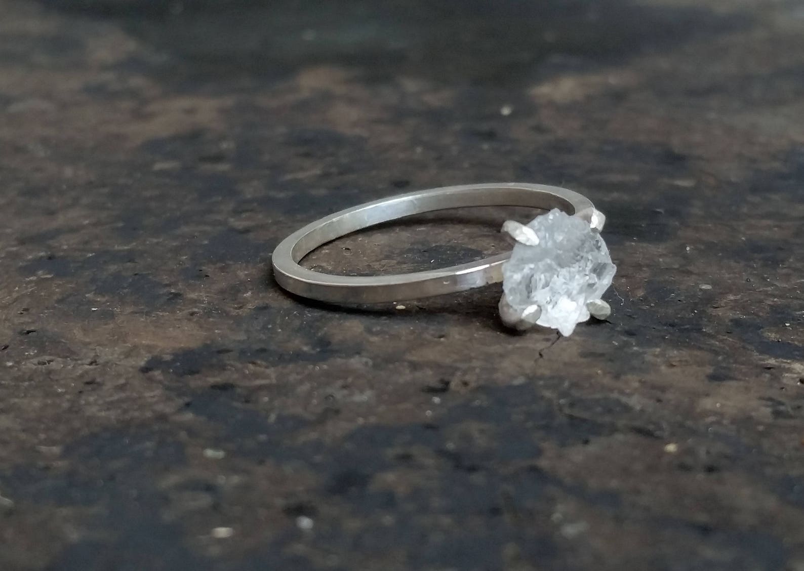 Raw Stone Ring Rough Quartz Ring Raw Quartz Crystal Ring Boho | Etsy