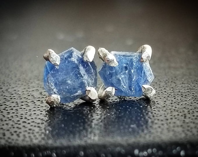 Raw Sapphire Studs Rough Sapphire Stud Earrings Raw Sapphires Raw Stone ...