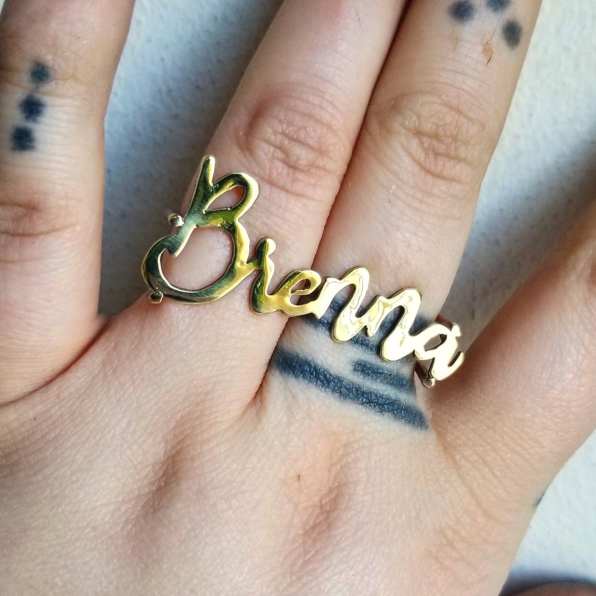Custom Nameplate Ring Brass Knuckles Sterling Silver Name Ring | Etsy