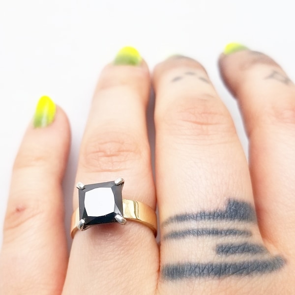 Square Stone Ring - Etsy