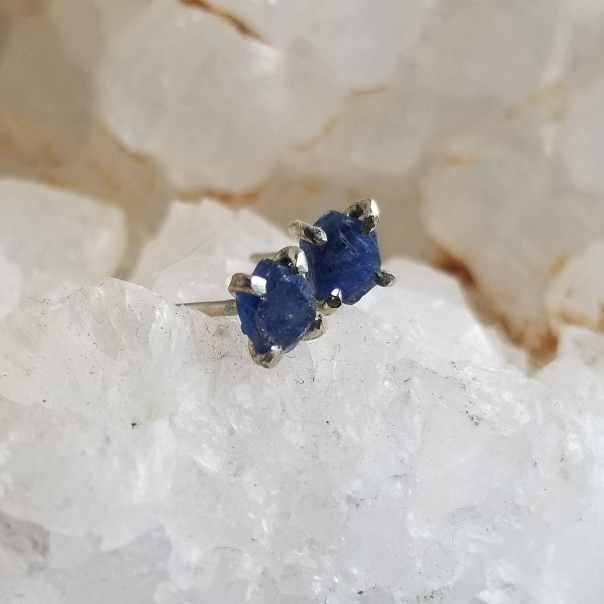 Raw Sapphire Studs Rough Sapphire Stud Earrings raw sapphires | Etsy