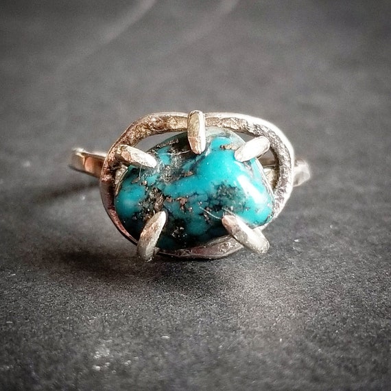 Big Turquoise Ring Large Authentic Turquoise Nugget Pyrite | Etsy