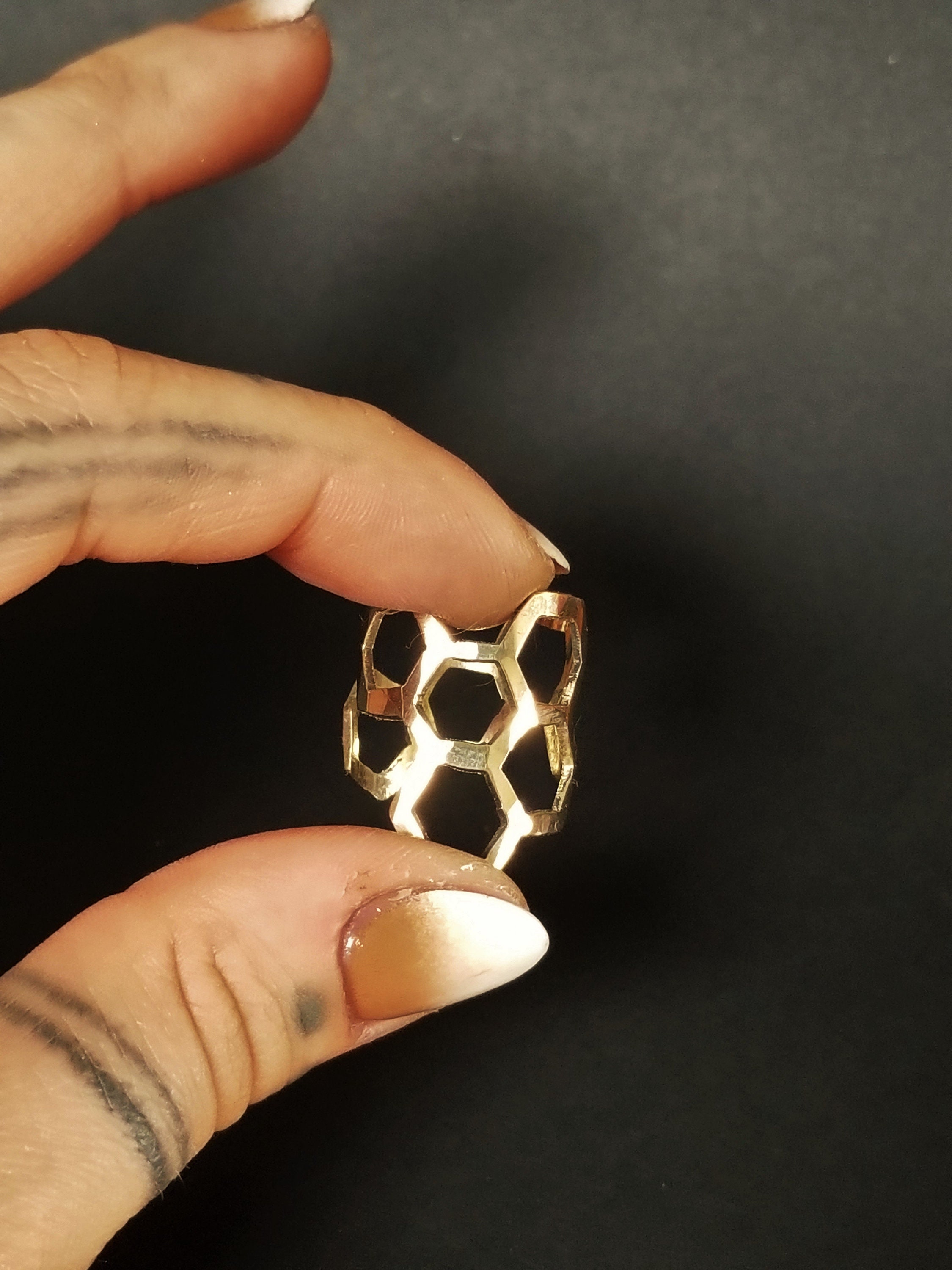 Honeycomb Ring Geometric Wrap Ring Adjustable Honeycomb Bee | Etsy
