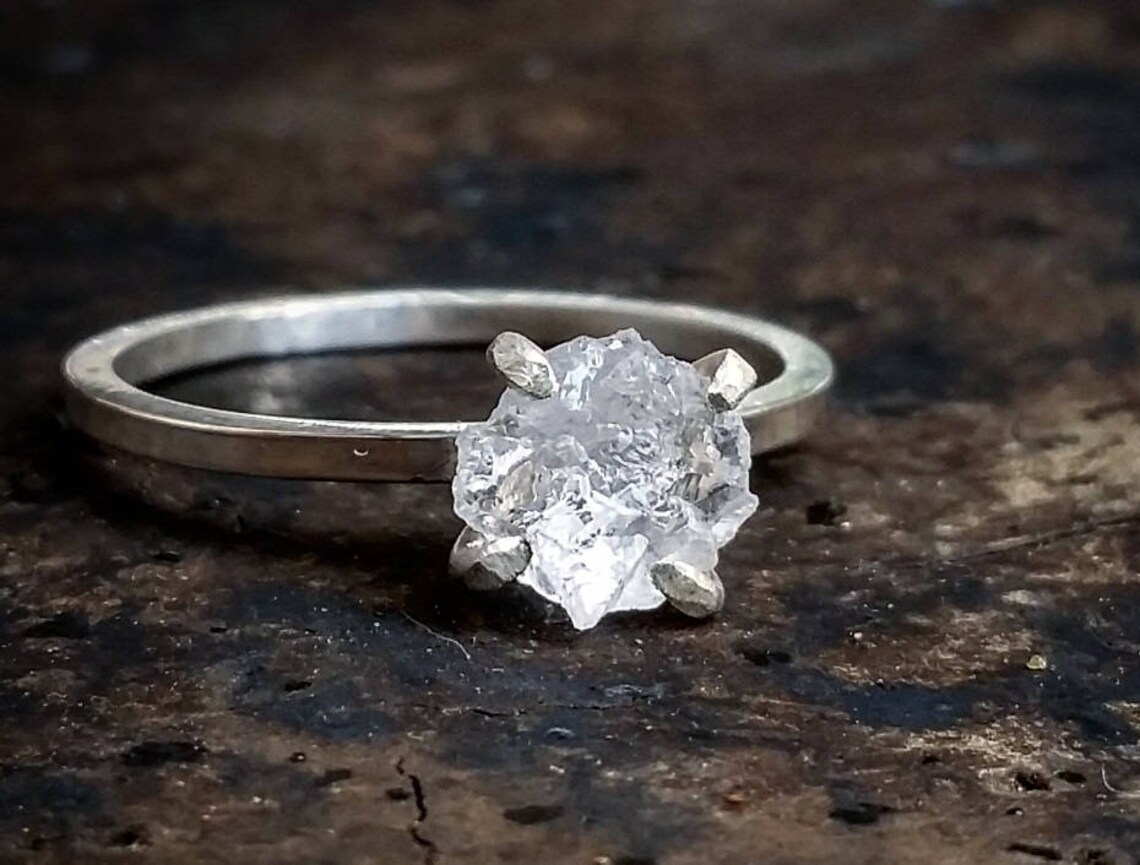 Raw Stone Ring Rough Quartz Ring Raw Quartz Crystal Ring Boho | Etsy