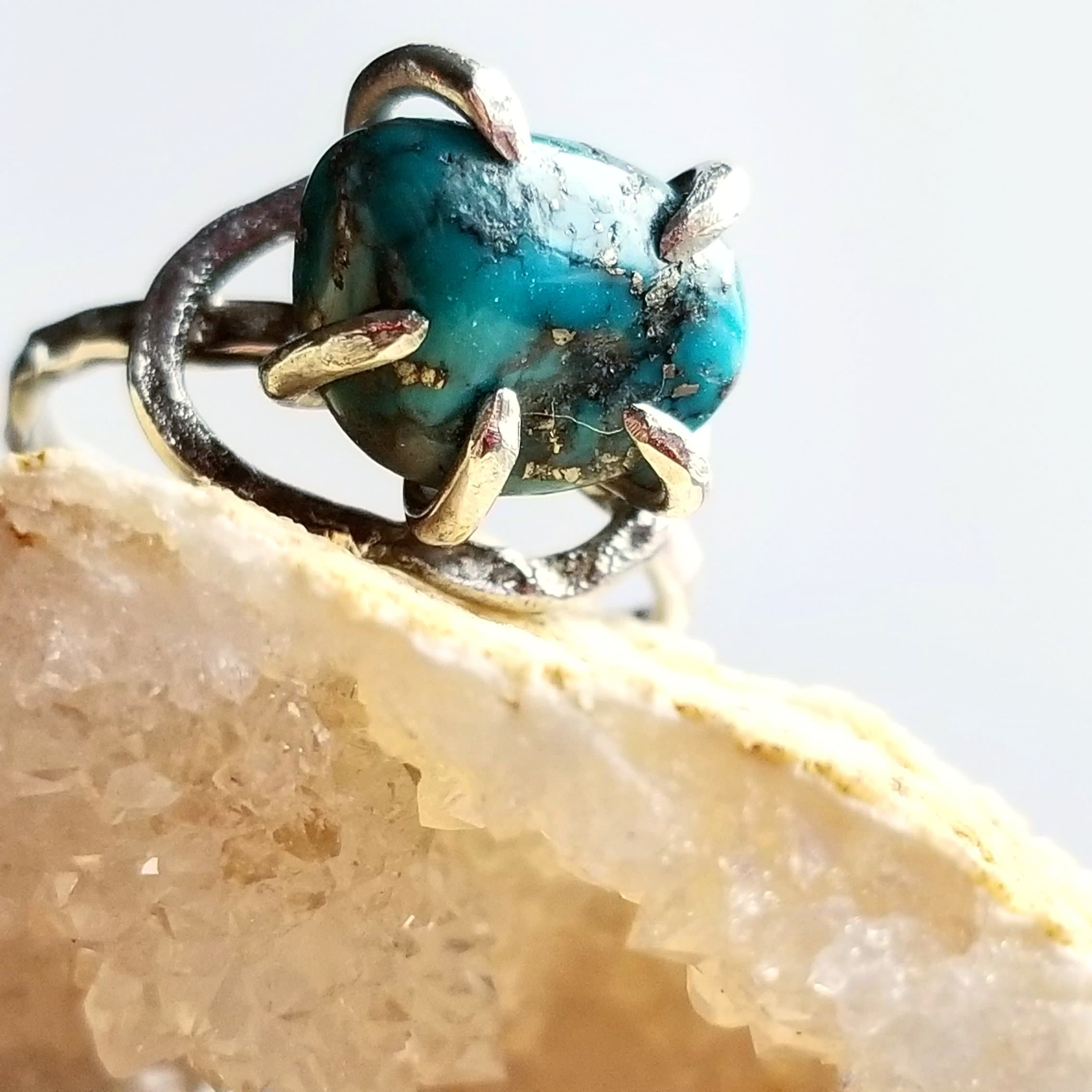 Big Turquoise Ring Large Authentic Turquoise Nugget Pyrite | Etsy