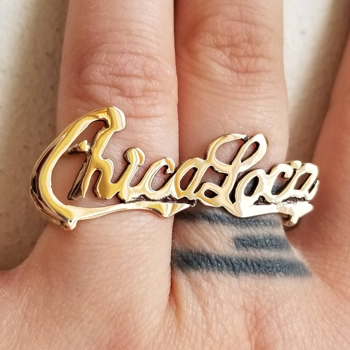 Custom Nameplate Ring Brass Knuckles Sterling Silver Name Ring - Etsy