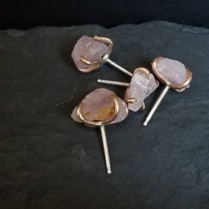 Raw Studs Raw Rose Quartz Studs Rough Stone Studs Raw Stone - Etsy Canada